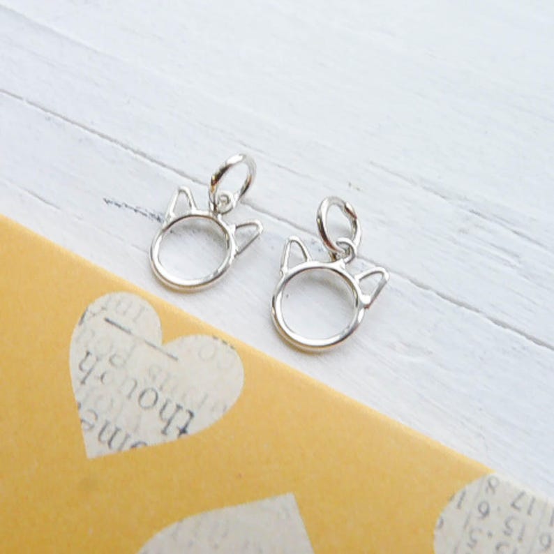 Cat Outline Charm Sterling Silver Kitty Ears Silhoette Wire Pendant ...
