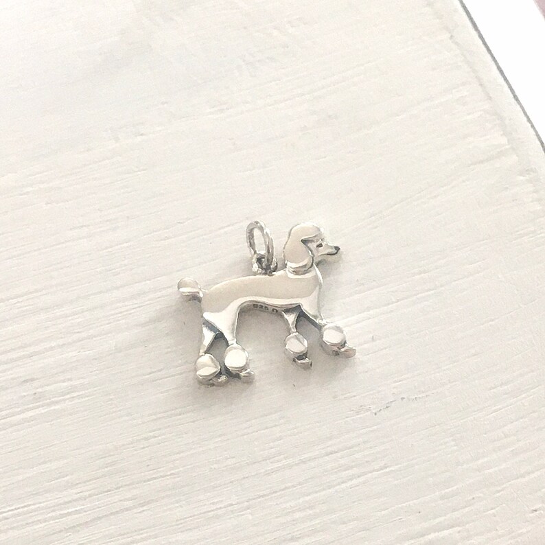 Poodle Charm Sterling Silver Dog Pendant for Necklace or Bracelets Cute ...