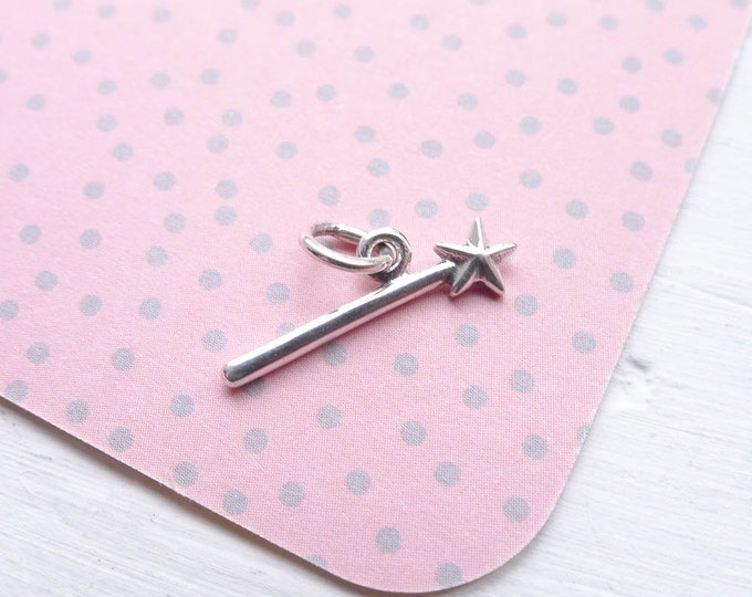 Wand Charm Sterling Silver Magic Wand Pendant Magical Jewelry Making ...