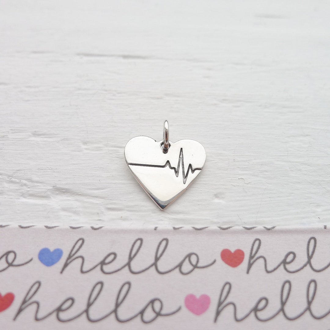 Heartbeat Charm Sterling Silver Heart Beat Pendant (CNA6051) - Etsy