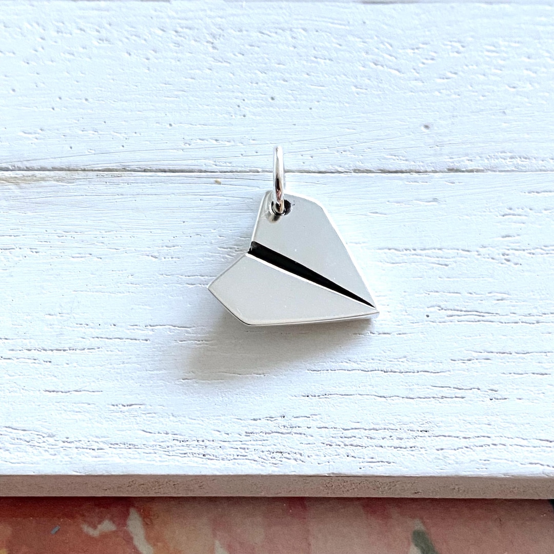 Paper Airplane Charm in Sterling Silver Plane Pendant (CNA1281) - Etsy