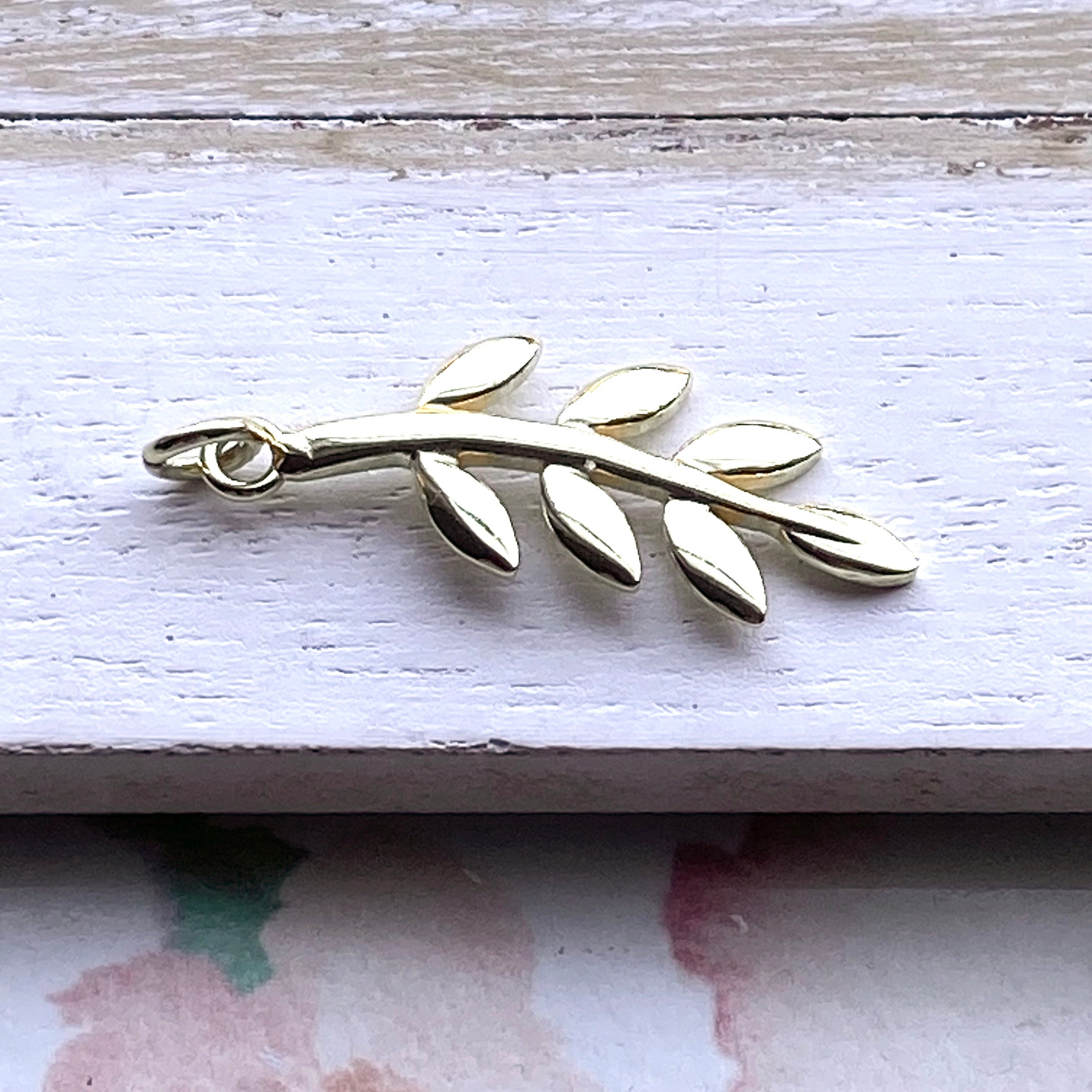 Gold Olive Branch Charm Leaf Tree Branch Fall Inspired Pendant Nature ...
