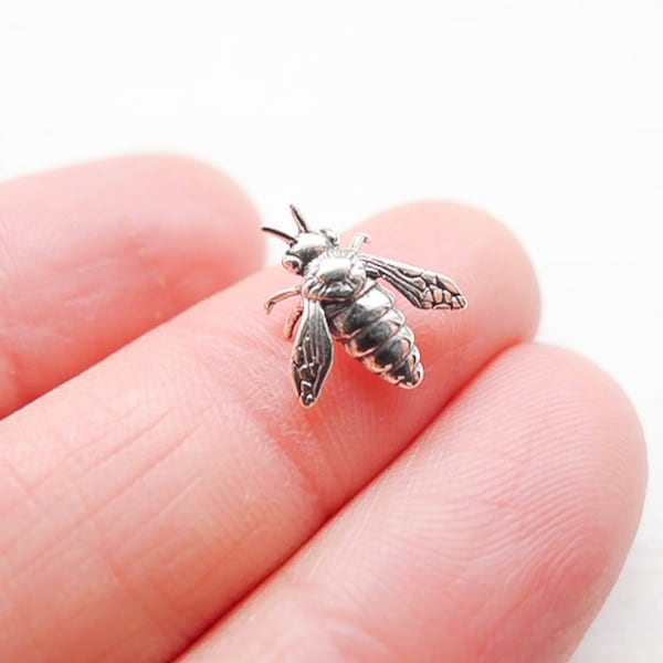 Silver Bee Charms - Etsy