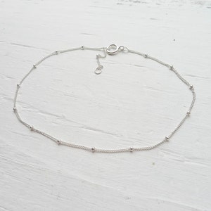 Sterling Silver Anklet Beaded Wish Chain Adjustable Size 9 to 10 Inches ...