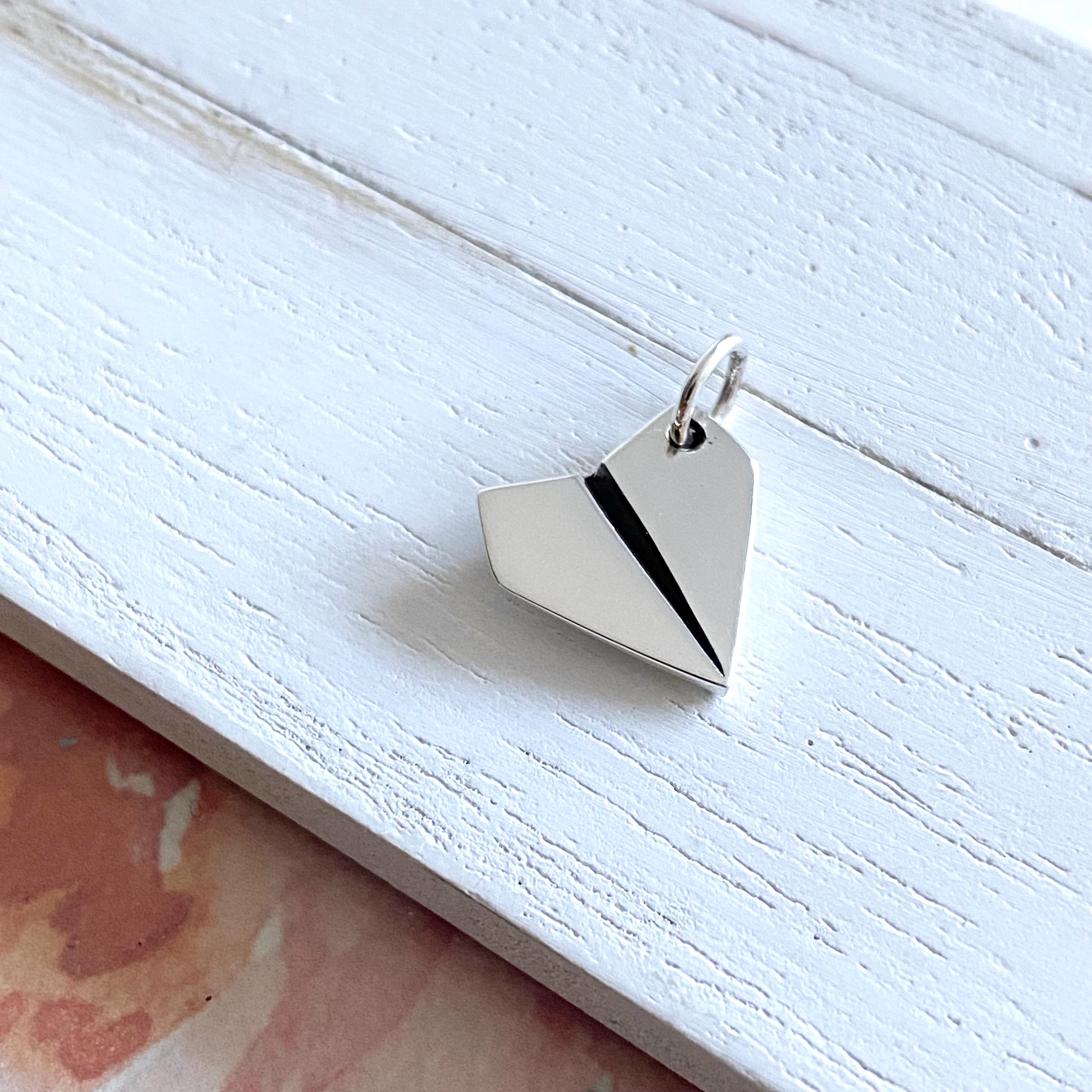 Paper Airplane Charm in Sterling Silver Plane Pendant (CNA1281) - Etsy