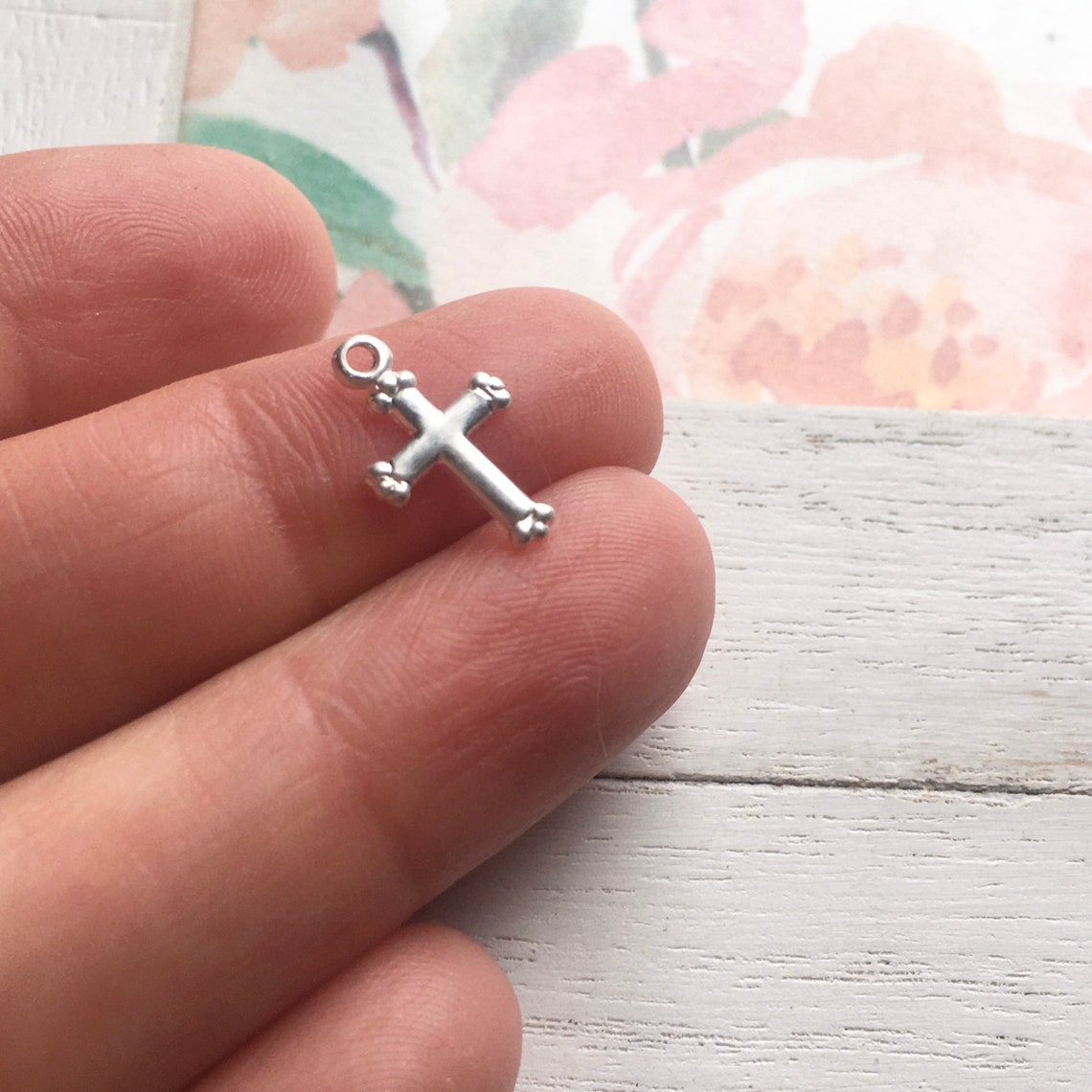 Tiny Silver Cross Charms Fancy Small Sterling Crosses Pendants - Etsy