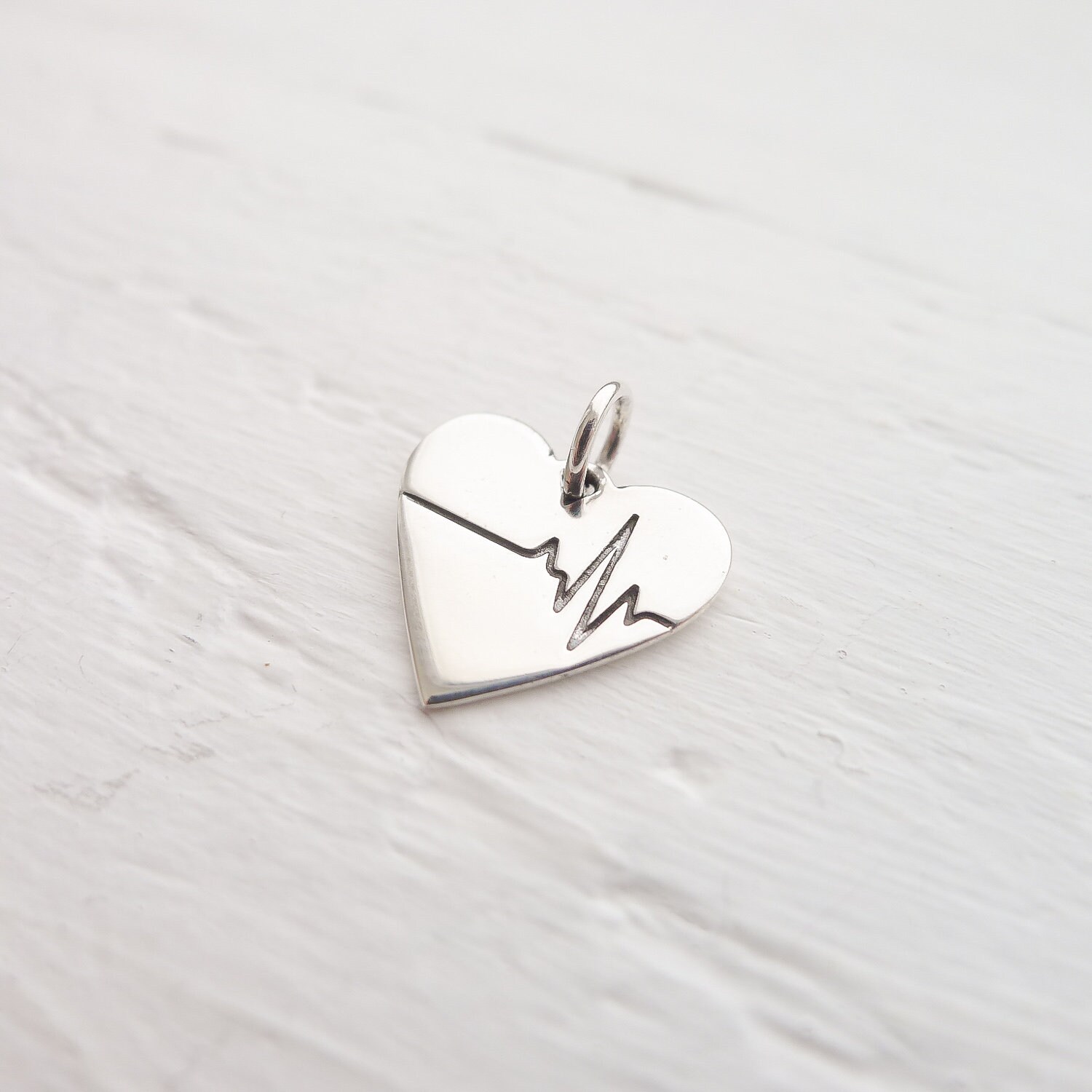 Heartbeat Charm Sterling Silver Heart Beat Pendant CNA6051 - Etsy
