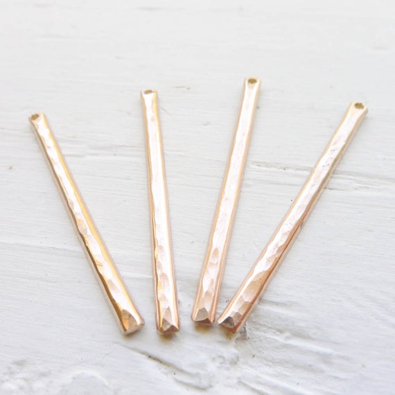Rose Gold Filled Hammered Pink Bar Stick for Earrings or - Etsy