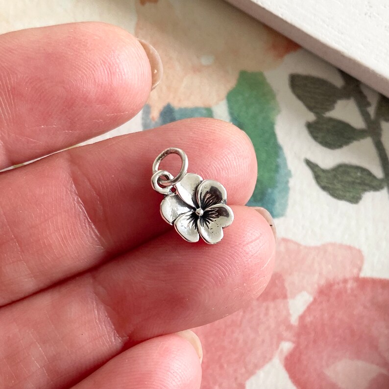 Pansy Charm Sterling Silver Flower Pendant Spring (CNA6556) - Etsy