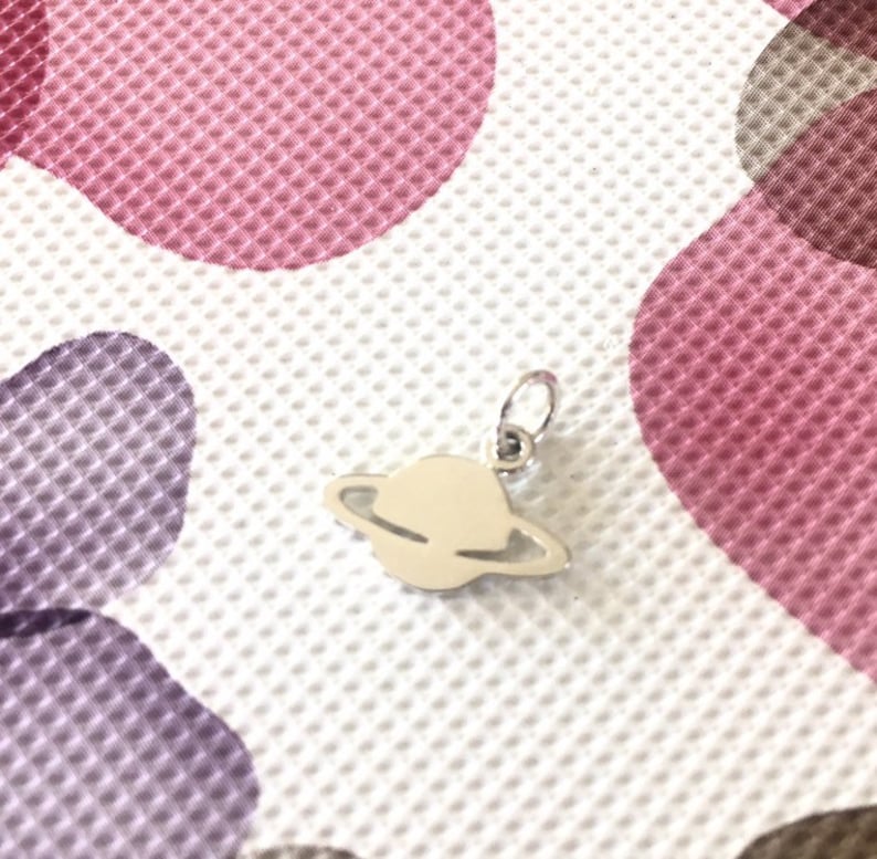 Saturn Charm Sterling Silver Planet Pendant Outter Space | Etsy
