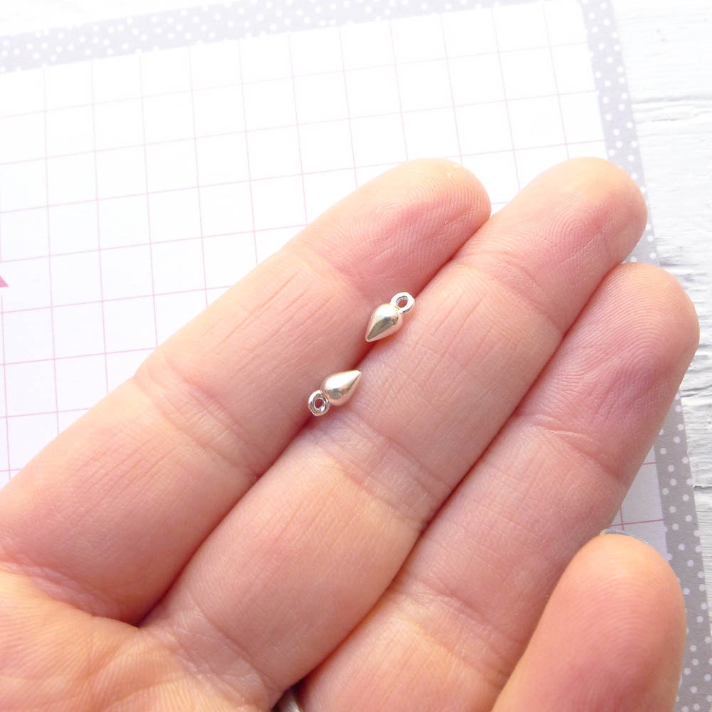 Tiny Spike Charm Pointy Pear Drop Sterling Silver CR696337 | Etsy