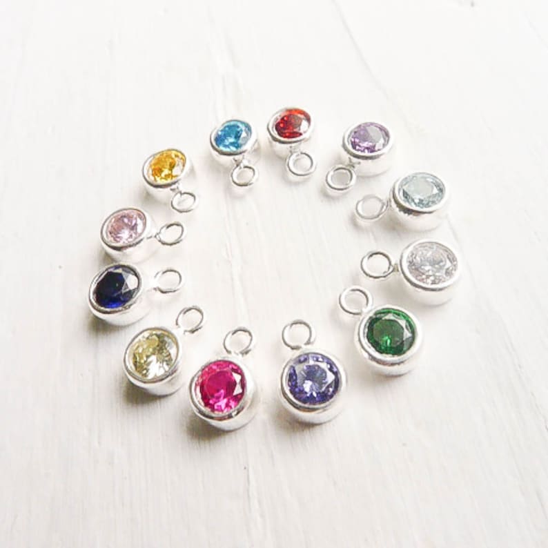 April Birthstone Charm 4mm Clear Crystal Diamond CZ Sterling - Etsy