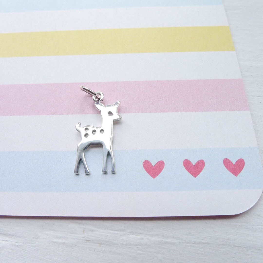 Deer Charm Sterling Silver Fawn or Doe Woodland Creature Pendant ...