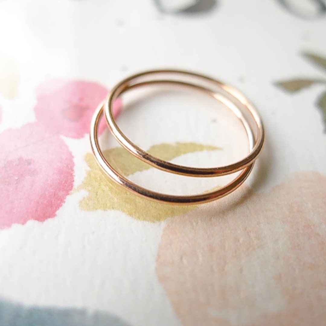 Delgado anillo de oro rosa tamaño 8 alambre 1 mm anillos para pilas de ...