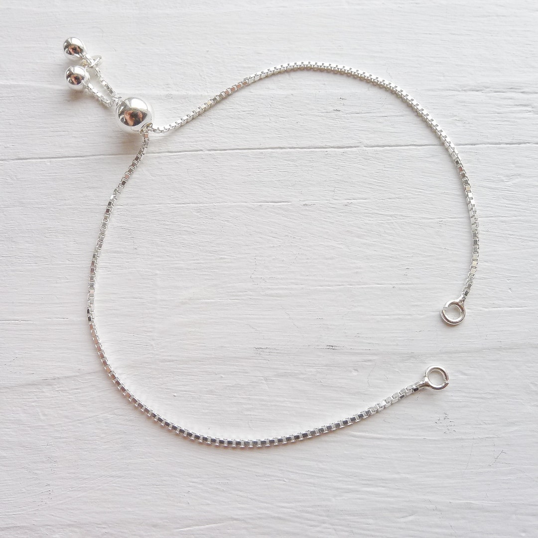Adjustable Bracelet Sterling Silver Box Chain 1mm Unfinished for ...