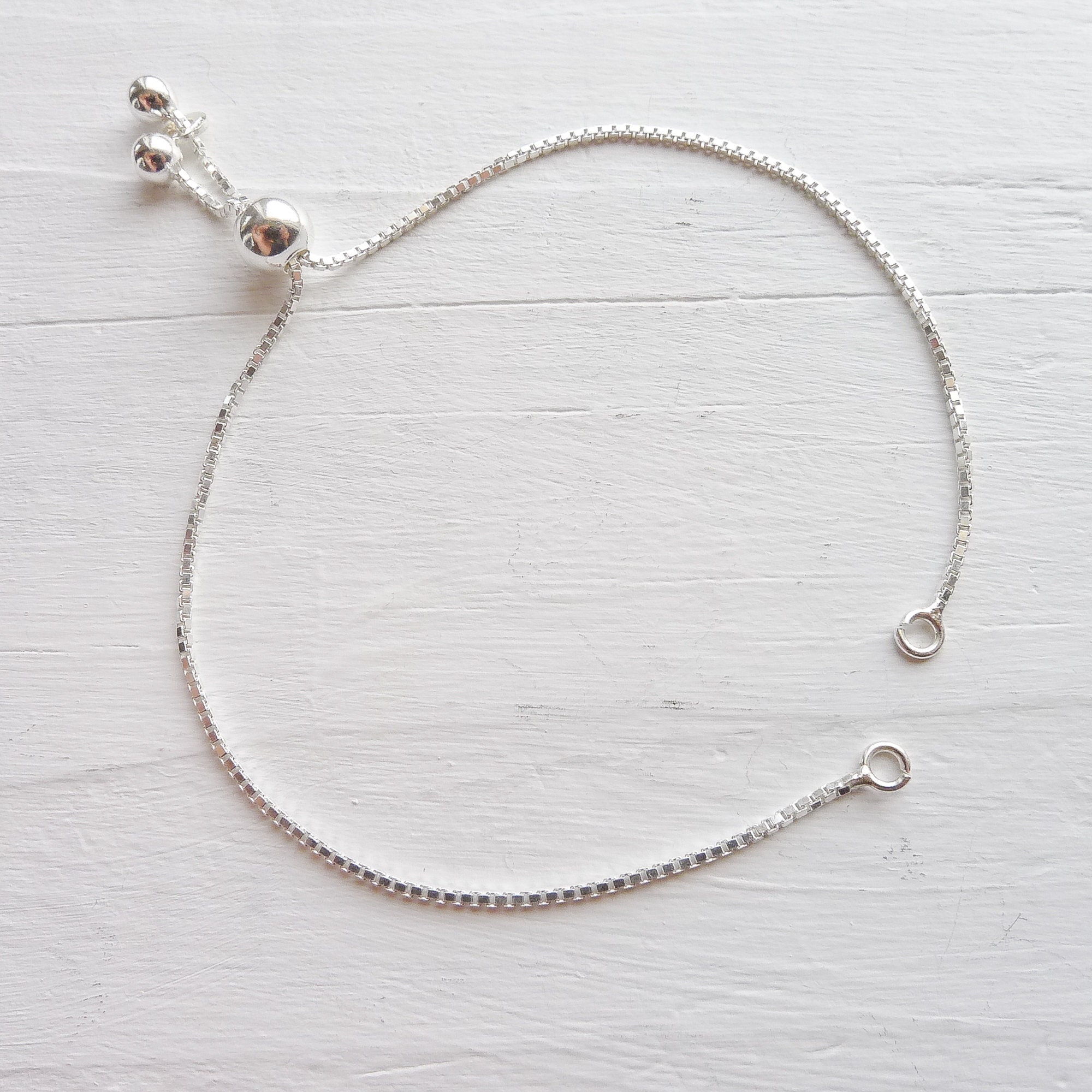 Adjustable Bracelet Sterling Silver Box Chain 1mm Unfinished | Etsy