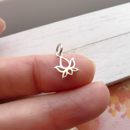 Lotus Flower Om Charm 925 Sterling Silver Ohm Symbol | Etsy