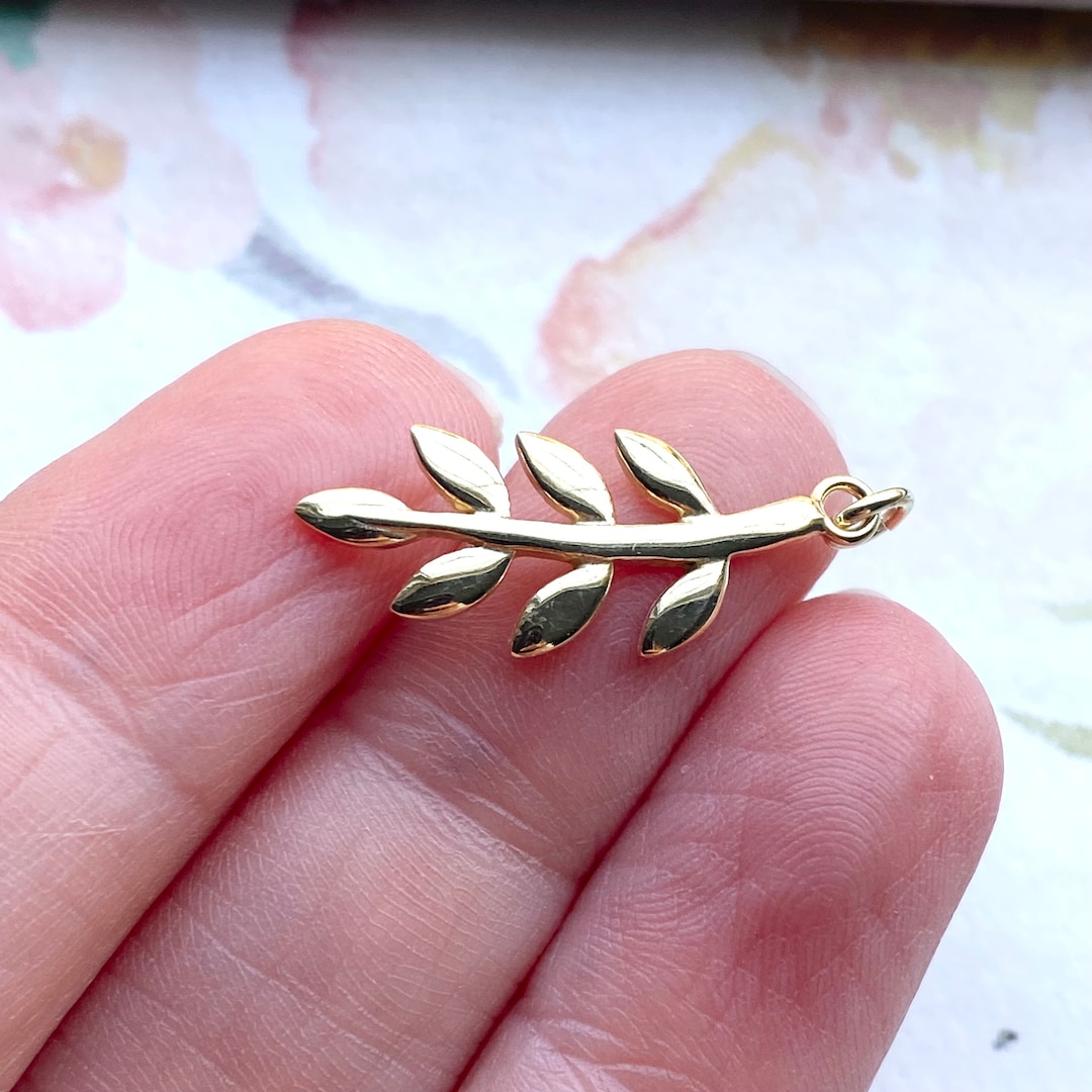 Gold Olive Branch Charm Leaf Tree Branch Fall Inspired Pendant Nature ...