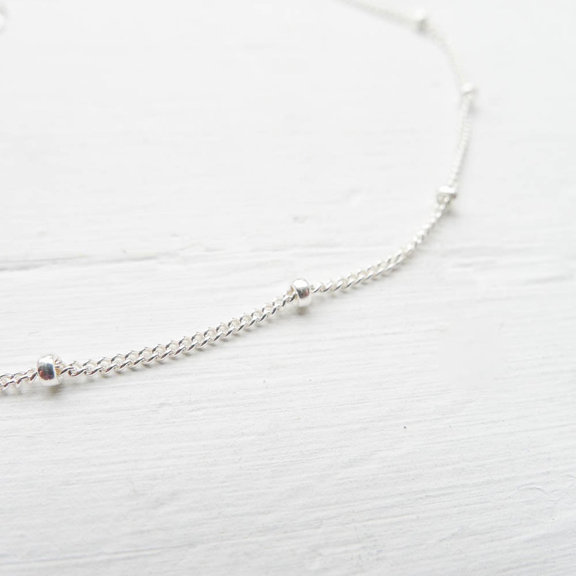 Sterling Silver Anklet Beaded Wish Chain Adjustable Size 9 to 10 Inches ...