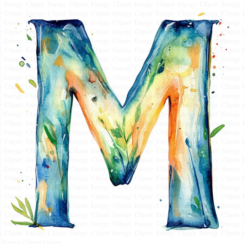 Watercolor Letter M Clipart 5 High Quality Jpg's Digital Download ...