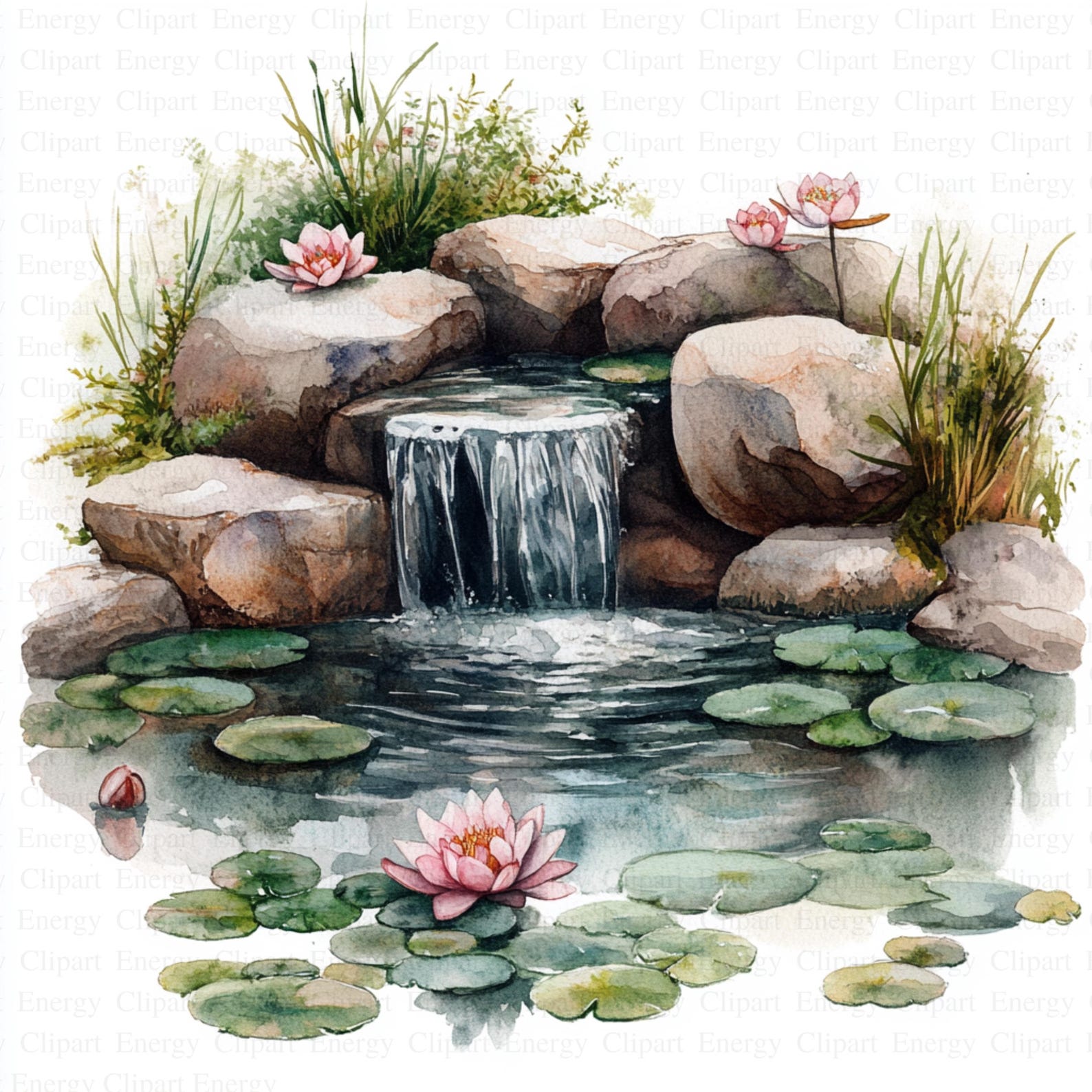 Watercolor Pond Clipart 5 High Quality Jpg's Digital Download Tranquil ...