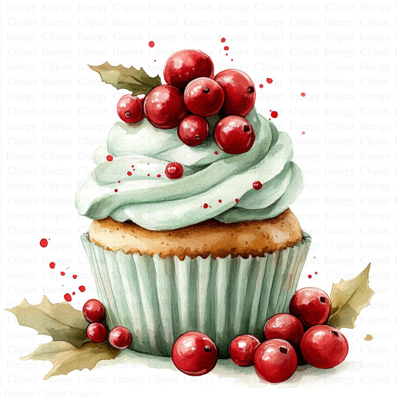 Christmas Cupcake Clipart | 5 High Quality Jpg's | Digital Download ...
