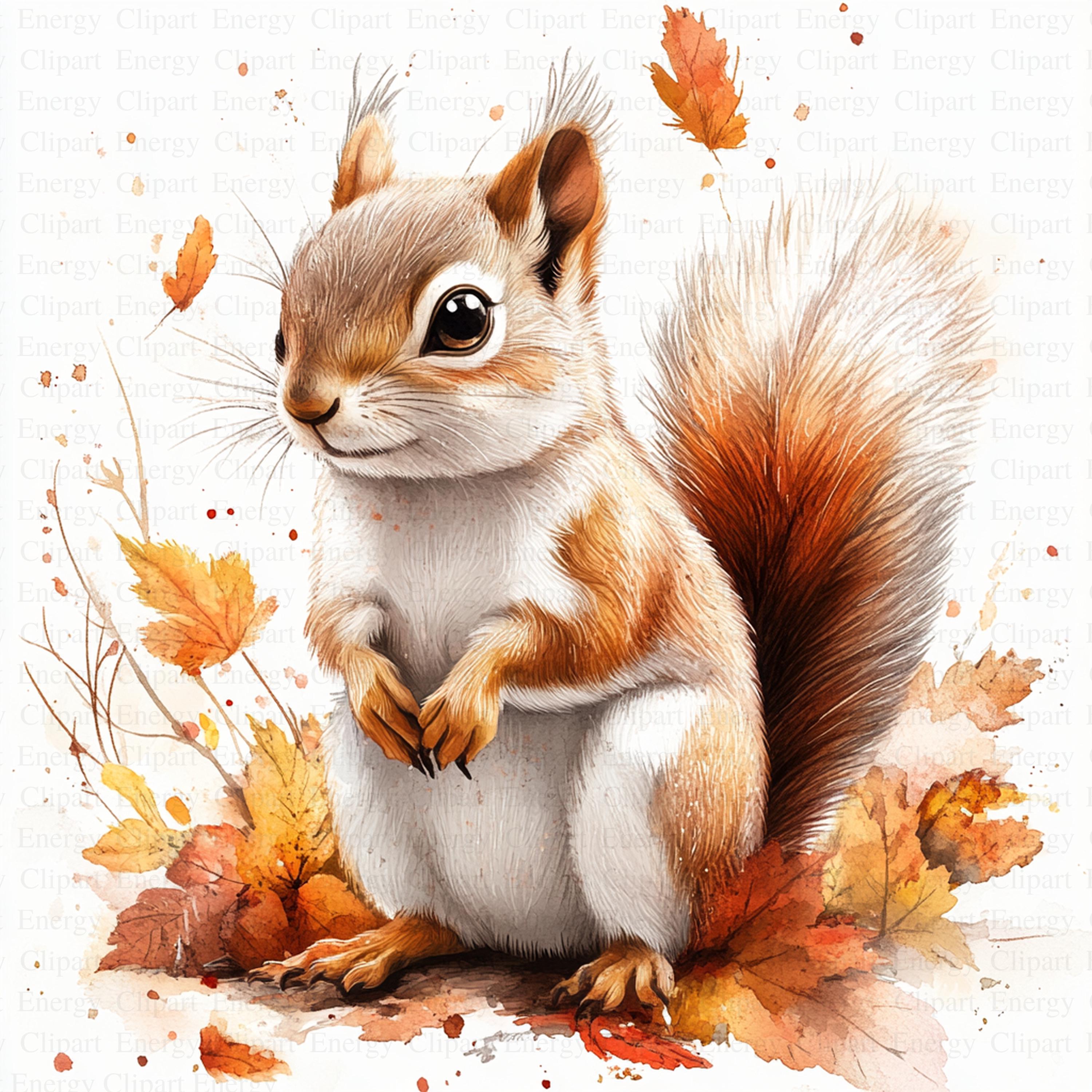 Autumn Squirrel Clipart | 5 High Quality Jpg's | Digital Download ...