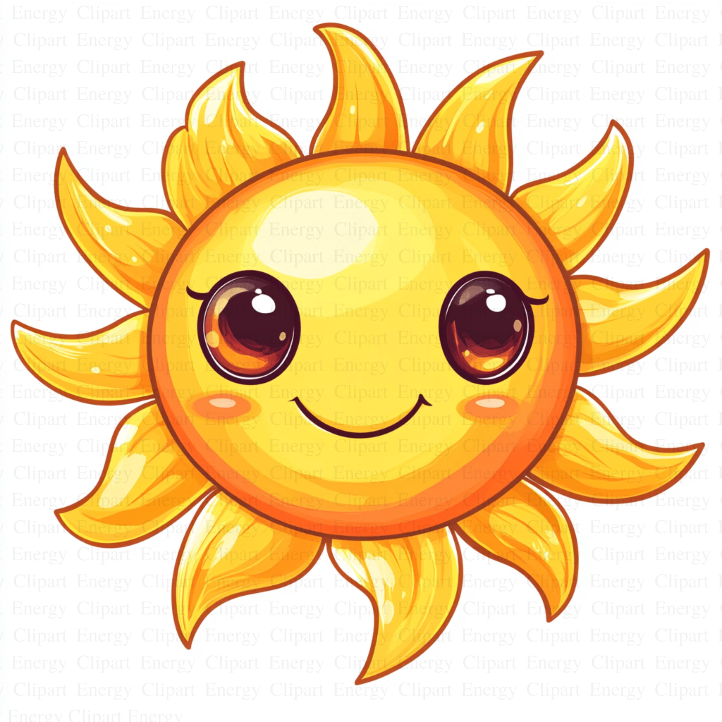 Watercolor Cute Sun Clipart | 5 High Quality Jpg's | Digital Download ...