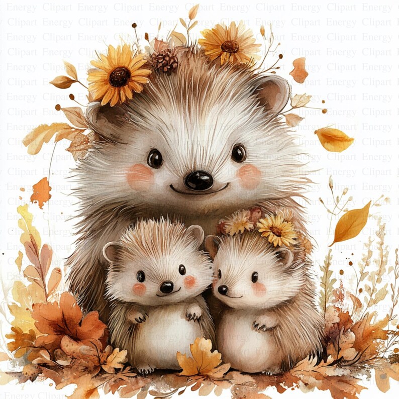 Hedgehog Family Cartoon Clipart | 5 High Quality Jpgs | Digital ...