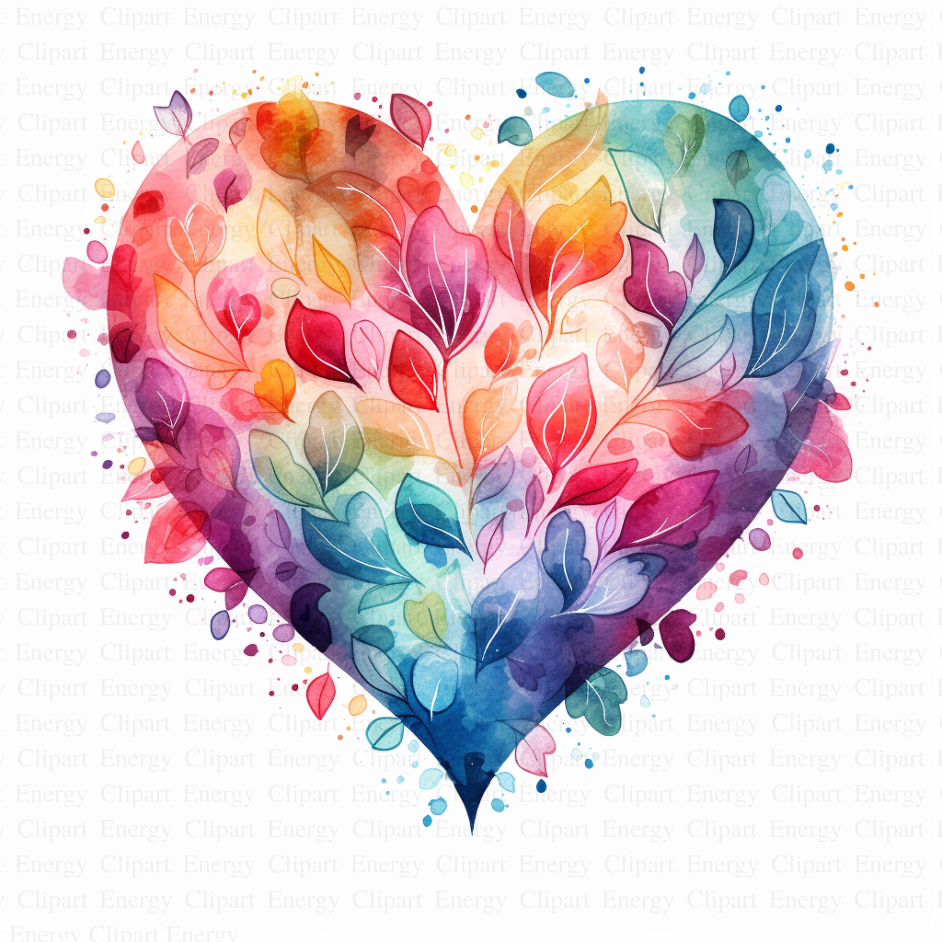 Watercolor Heart Clipart | 5 High Quality Jpg's | Digital Download ...