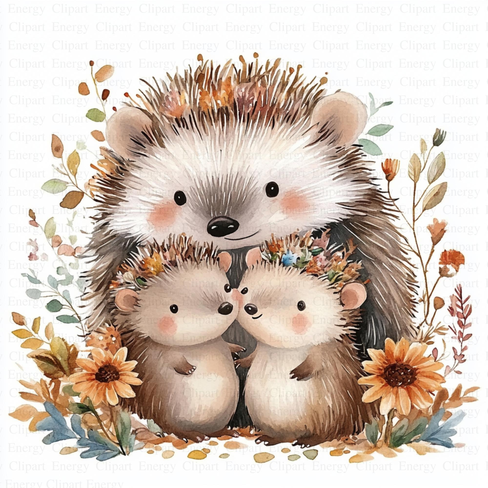 Hedgehog Family Cartoon Clipart | 5 High Quality Jpgs | Digital ...