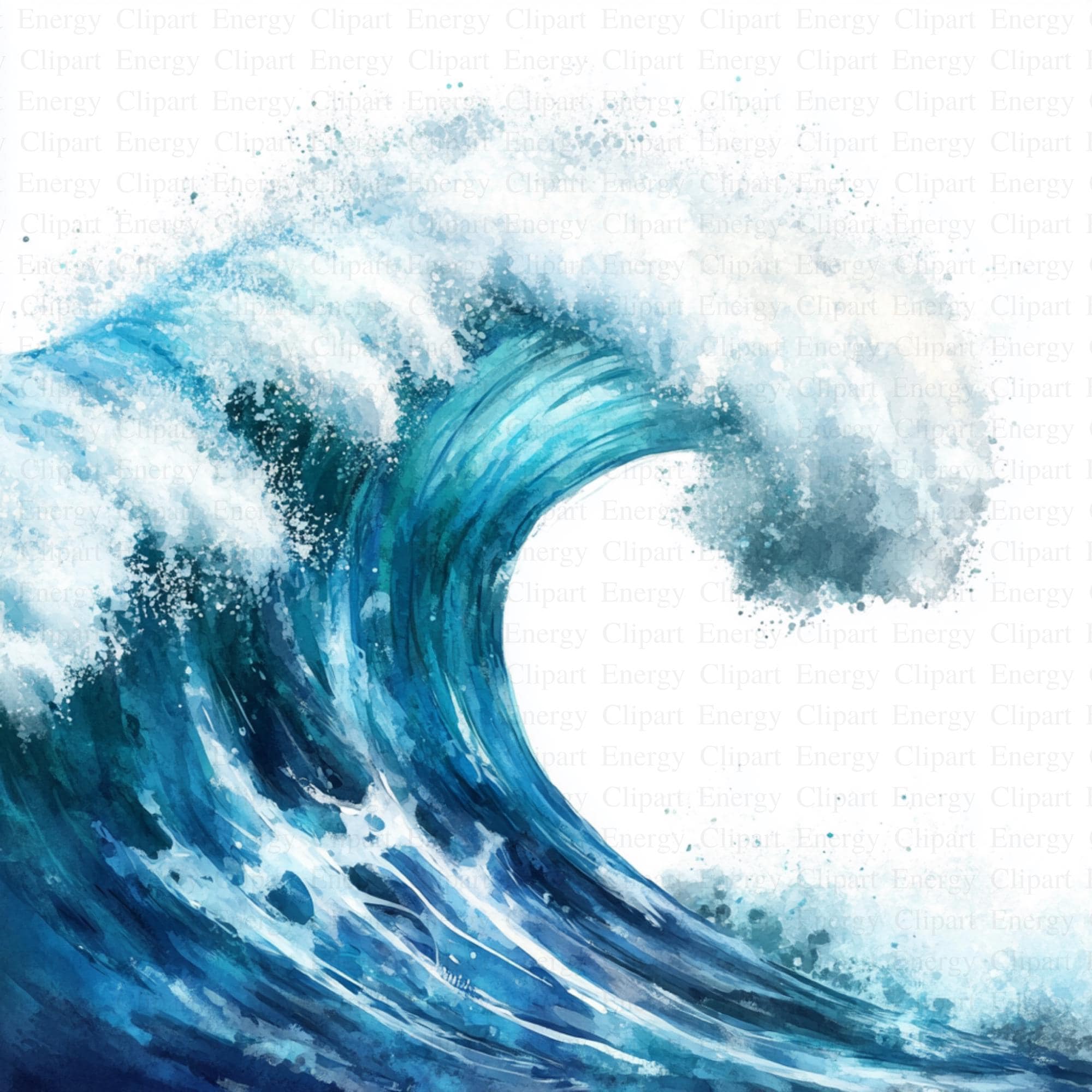 Watercolor Ocean Waves Clipart | 5 High Quality Jpg's | Digital ...