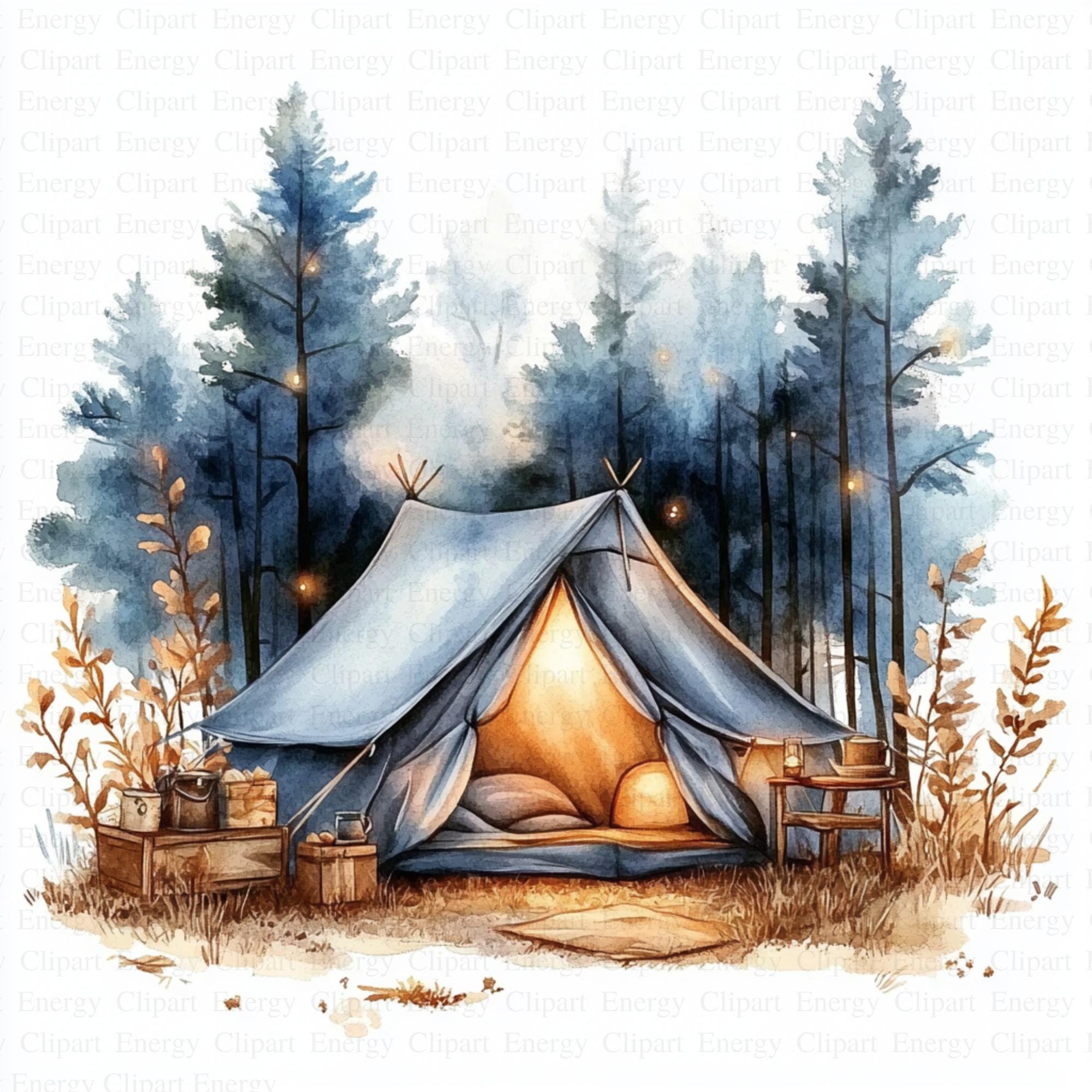 Cozy Camping Clipart | 5 High Quality Jpgs | Digital Download | Wall ...