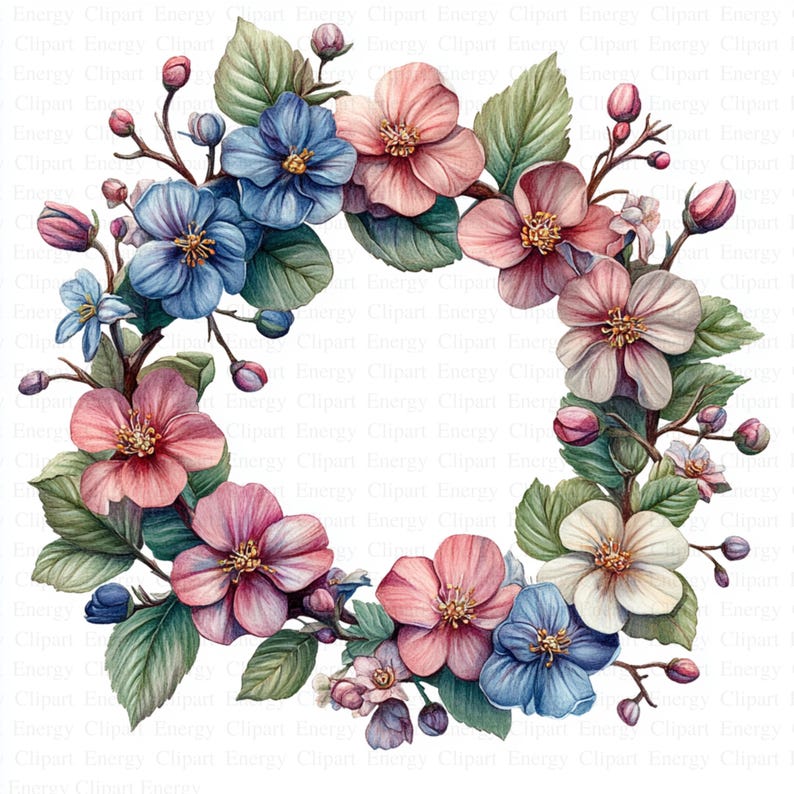 Spring Wreath Clipart | 5 High Quality Jpg's | Digital Download ...