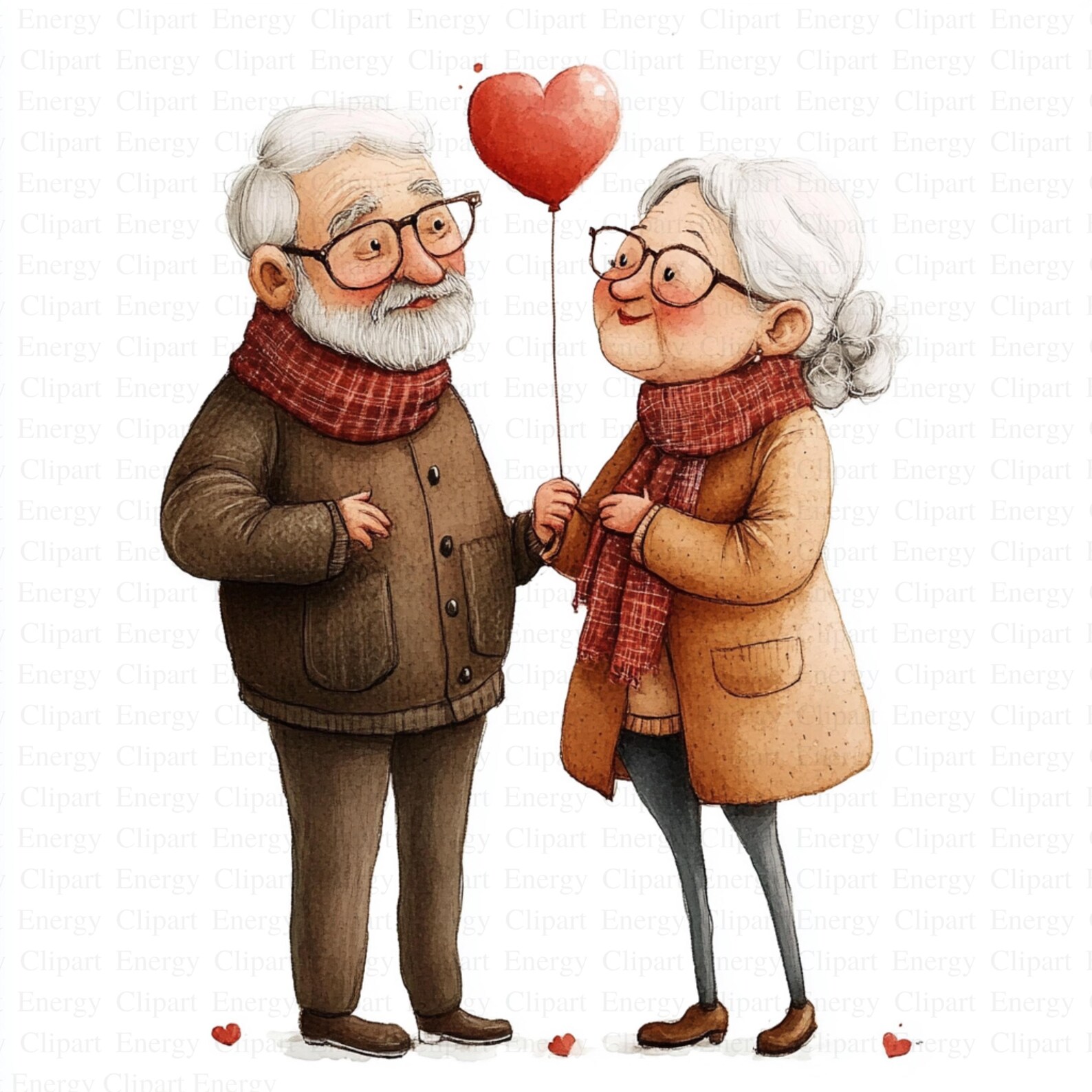 Elderly Couple Clipart | 5 High Quality Jpg's | Digital Download | Love ...