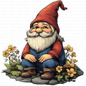 Watercolor Garden Gnome Clip Art | 5 High Quality Jpg's | Flower Gnome ...