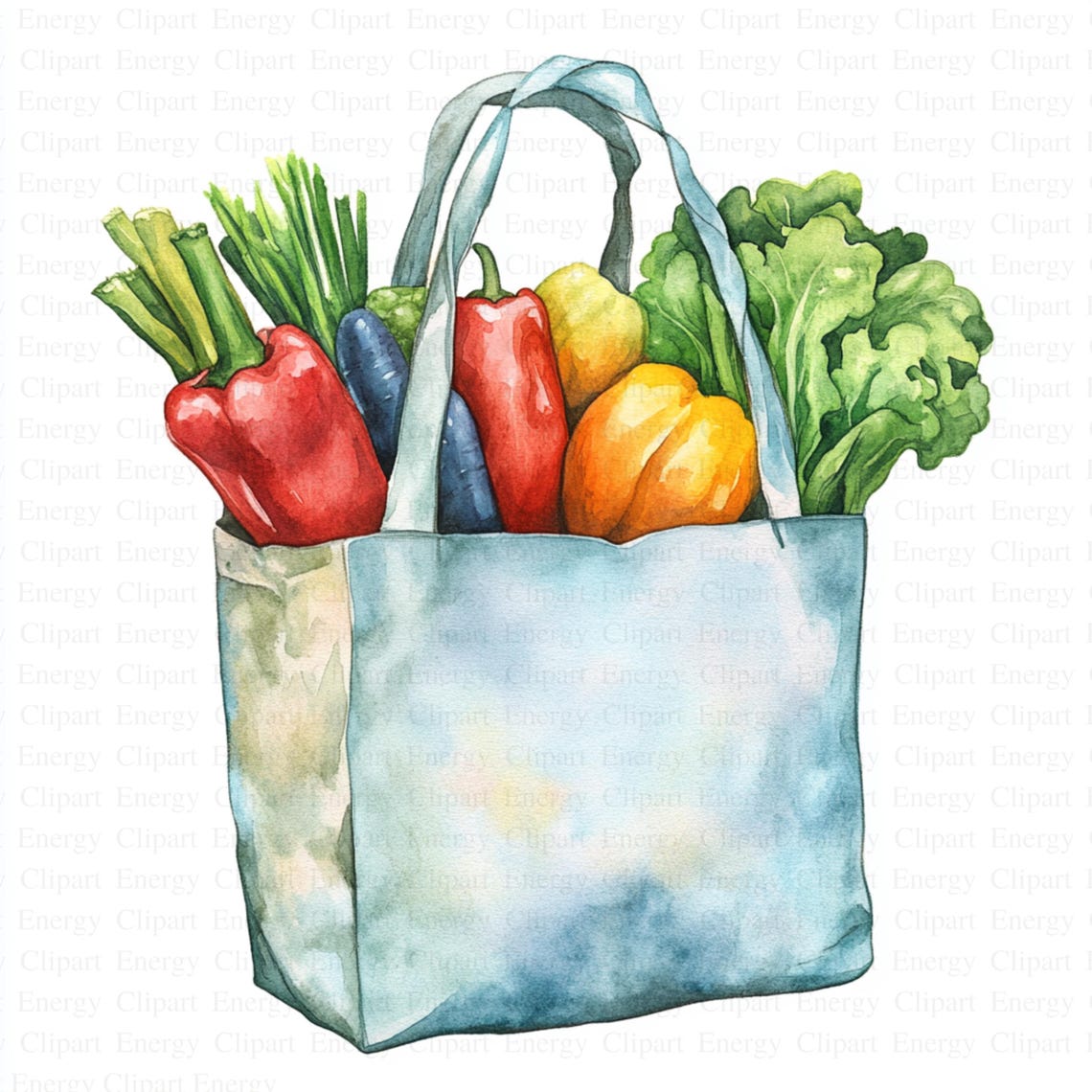 Watercolor Grocery Bag Clipart | 5 High Quality Jpg's | Digital ...
