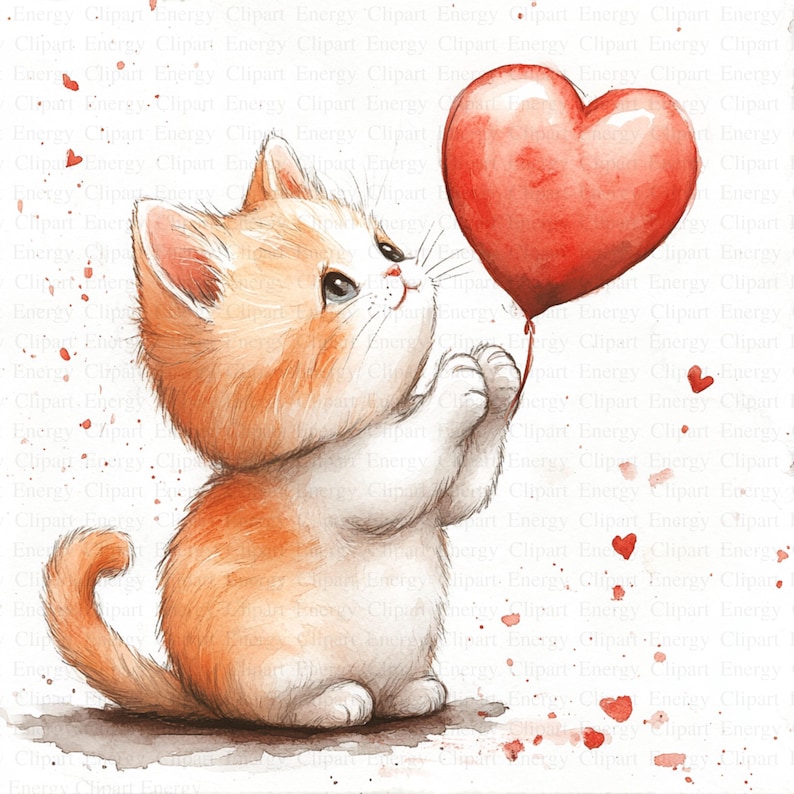 Kitten Love Clipart | 5 High Quality Jpg's | Digital Download | Pet Art ...