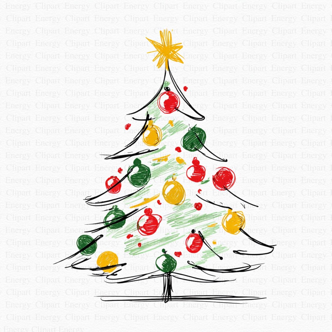 Line Art Christmas Tree Clipart | 5 High Quality Jpg's | Digital ...