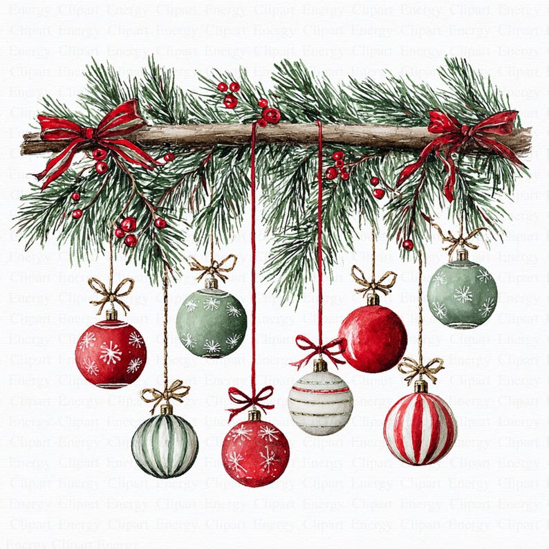 Christmas Decor Clipart | 5 High Quality Jpgs | Digital Download ...