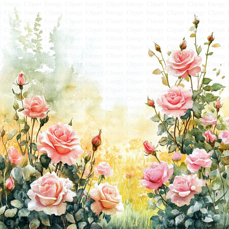 Rose Garden Clipart | 5 High Quality Jpgs | Digital Download | Art ...