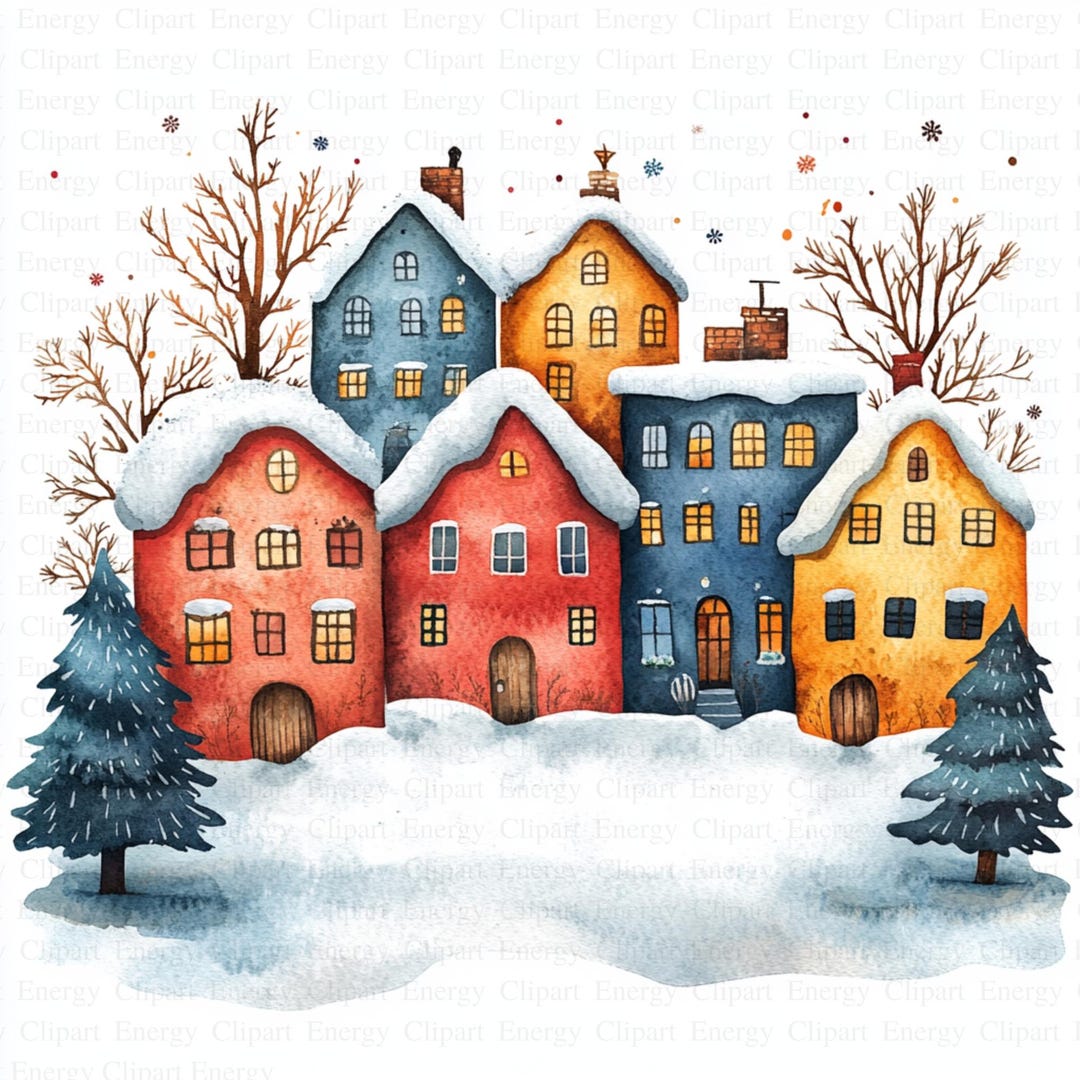 Christmas Card Clipart | 5 High Quality Jpgs | Digital Download | Art ...