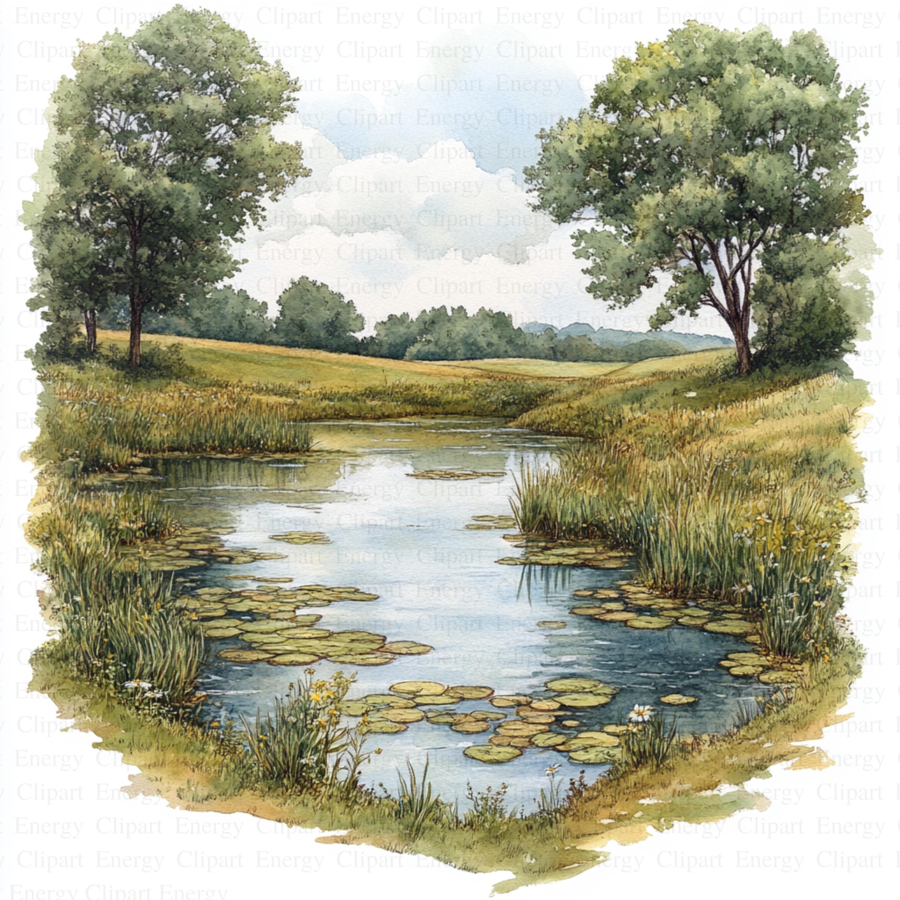 Country Ponds Clipart | 5 High Quality Jpg's | Digital Download ...