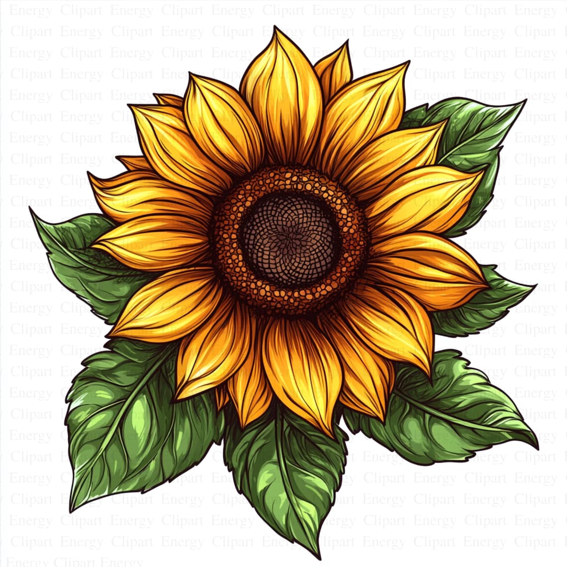 Sunflower Clipart | 5 High Quality Jpg's | Digital Download | Bright ...
