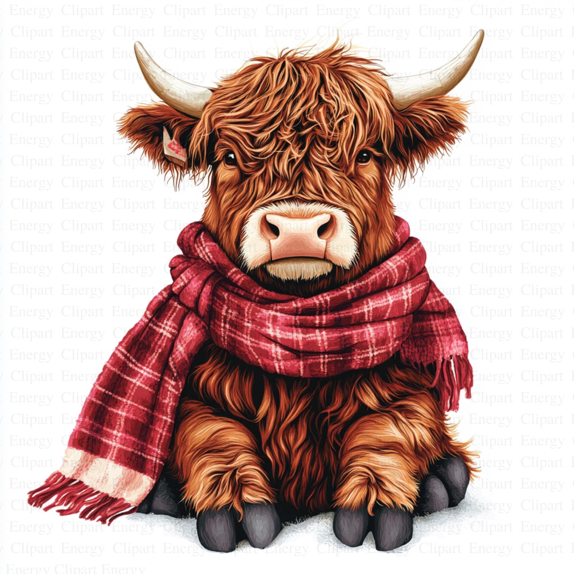 Highland Cow & Scarf Clipart | 5 High Quality Jpg's | Digital Download ...