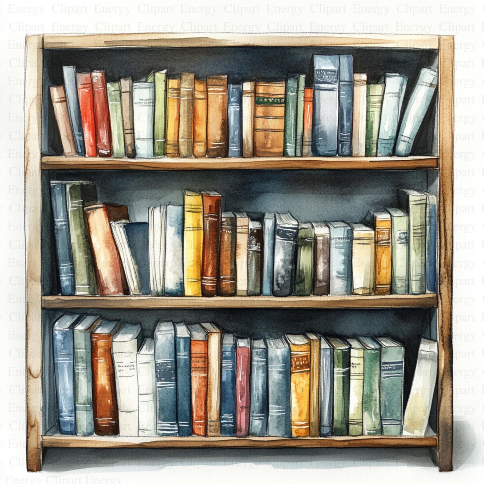Watercolor Bookshelf Clipart 5 High Quality Jpg's Digital Download Home ...