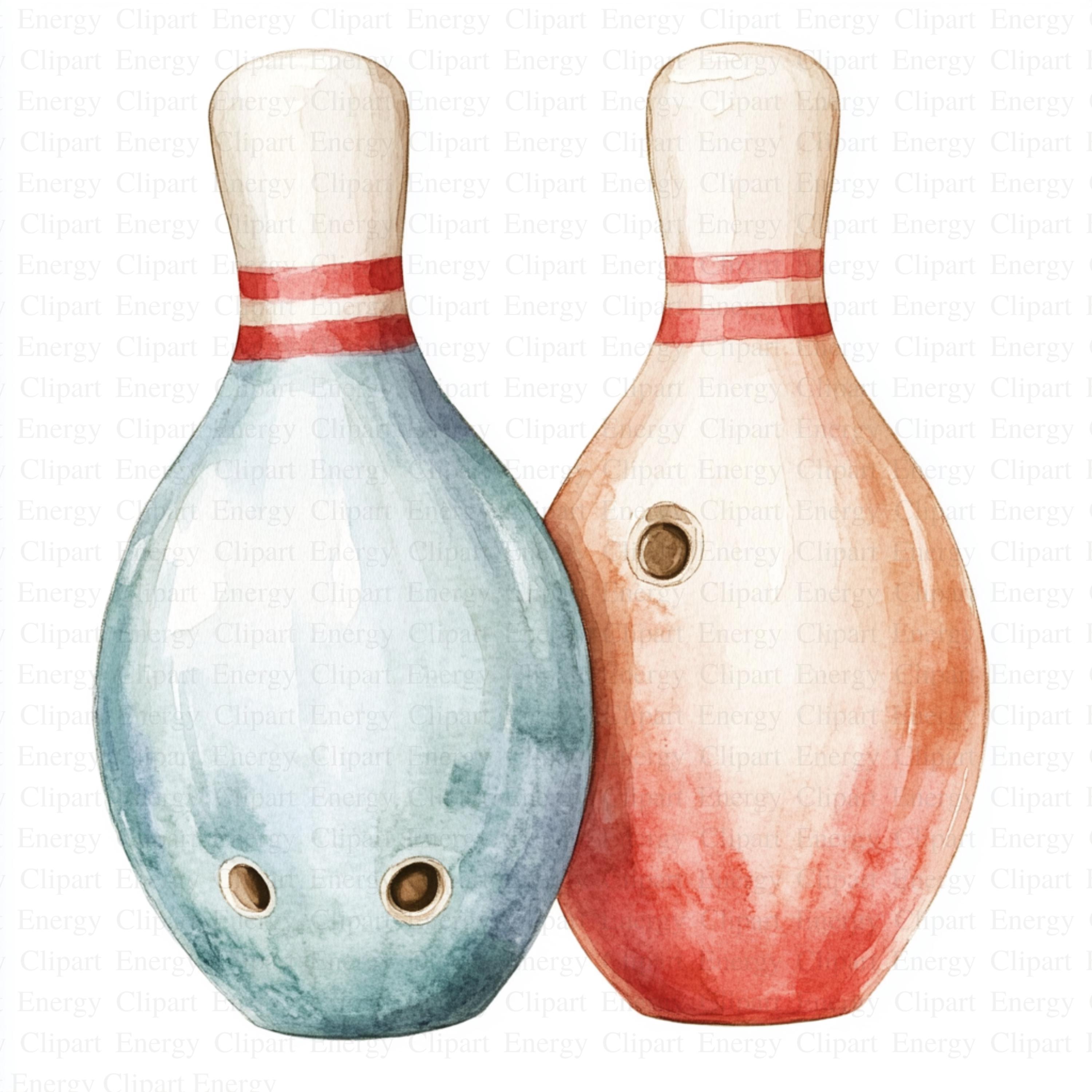Vintage Bowling Clipart 5 High Quality Jpg's Digital Download Retro ...