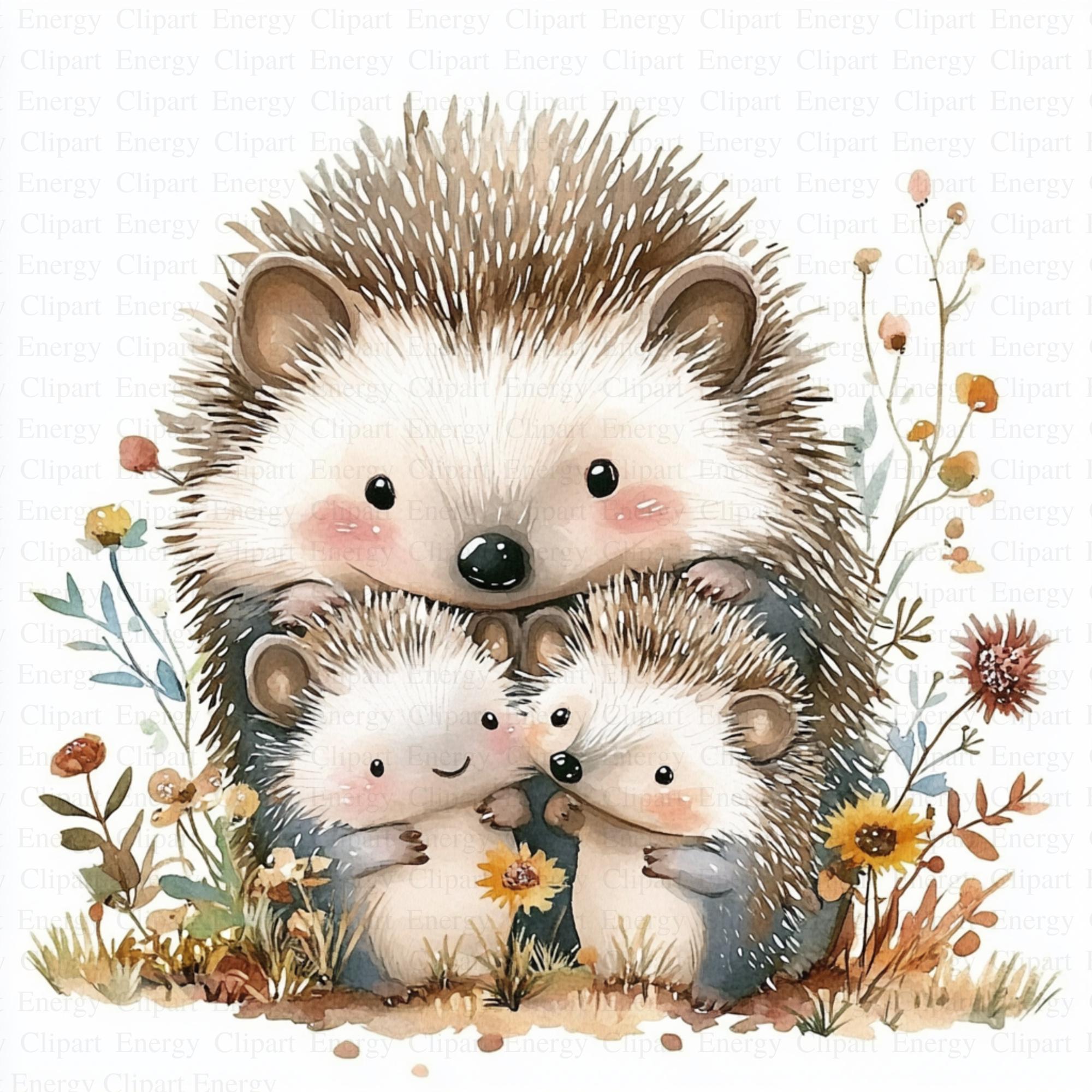 Hedgehog Family Cartoon Clipart | 5 High Quality Jpgs | Digital ...