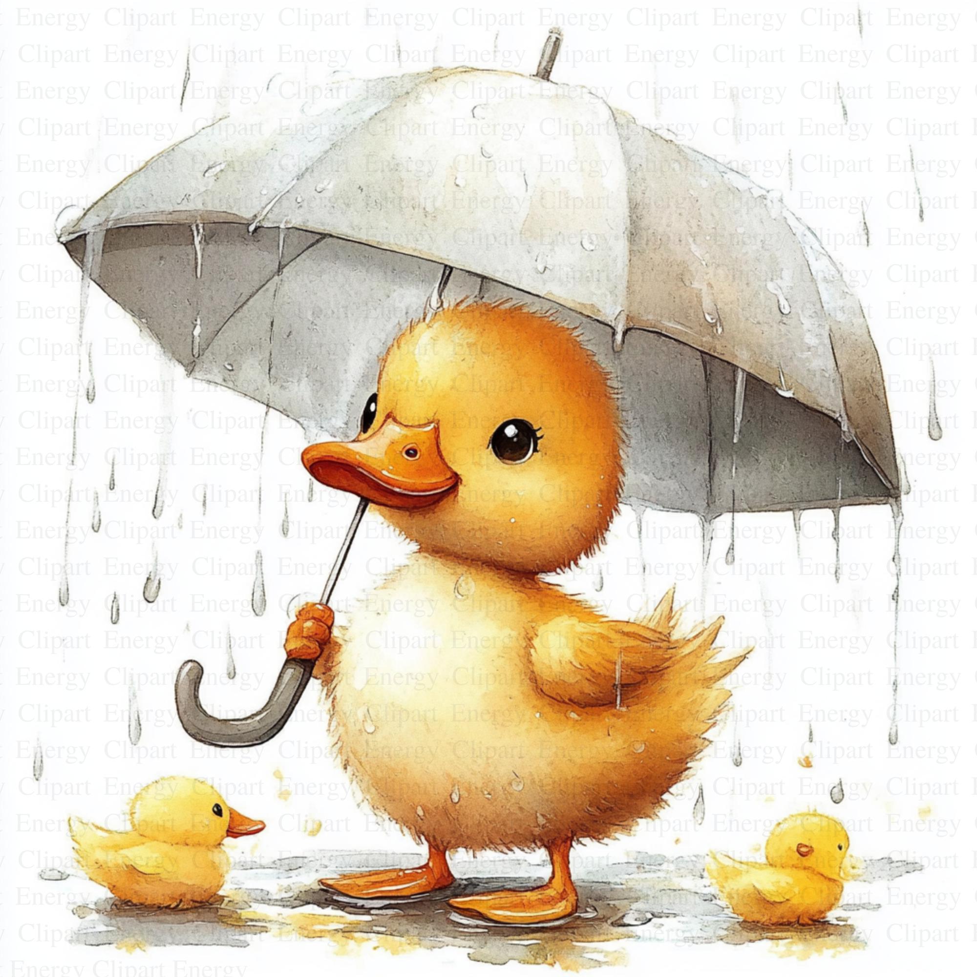 Duckling in Rain Clipart | 5 High Quality Jpgs | Digital Download ...