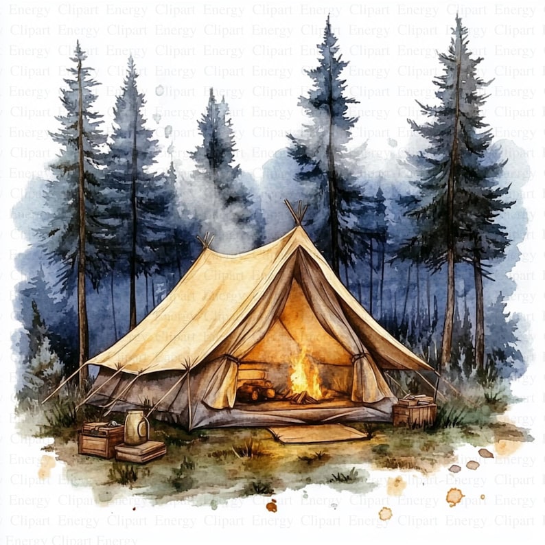 Cozy Camping Clipart | 5 High Quality Jpgs | Digital Download | Wall ...